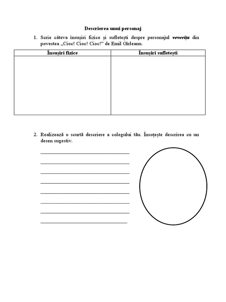 Descrierea Unui Personaj | PDF