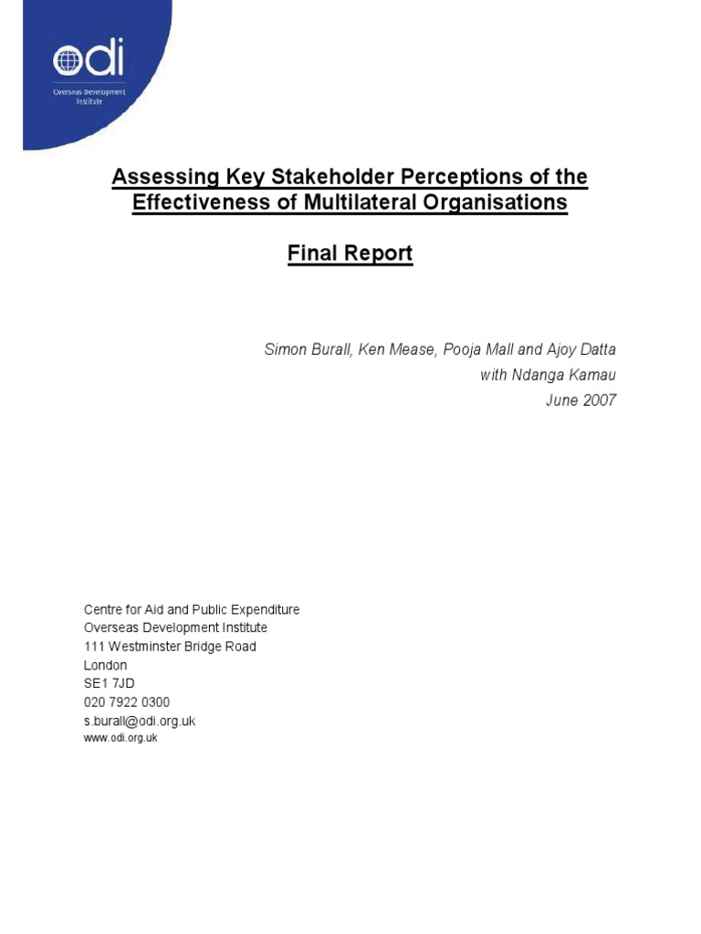 Assessing Key Stakeholder Perceptions of The Effectiveness of ...
