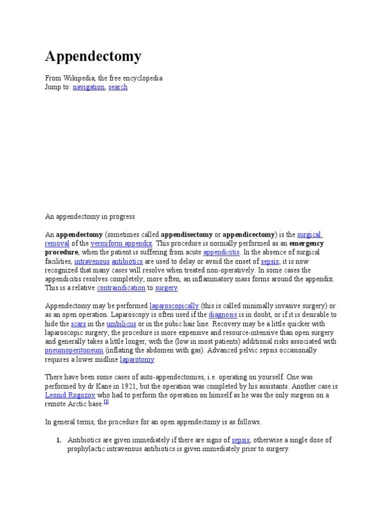Appendectomy: Emergency Surgery to Remove Appendix | PDF | Medical ...