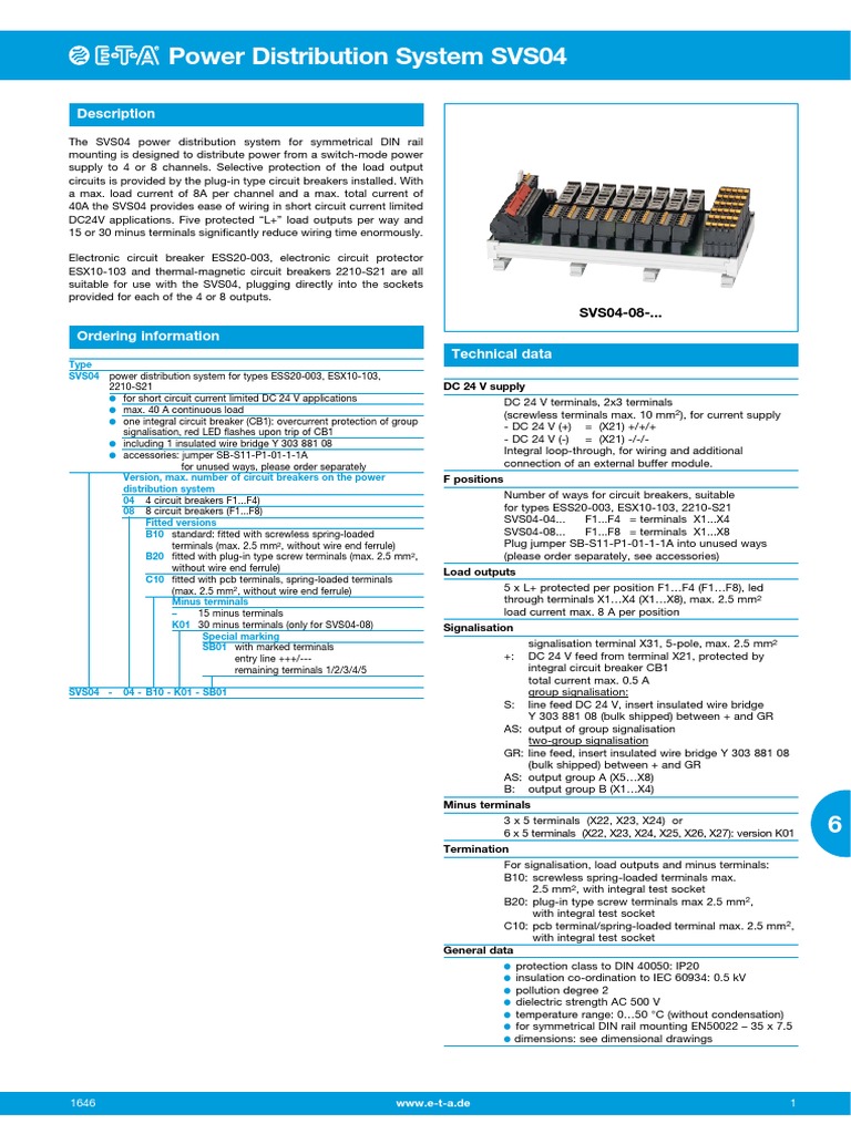 Power Distribution System SVS04: Description | PDF | Electrical Wiring ...