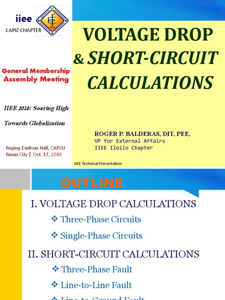 VOLTAGE DROP AND FAULT CURRENT CALCULATIONS - IIEE Presentation | PDF ...
