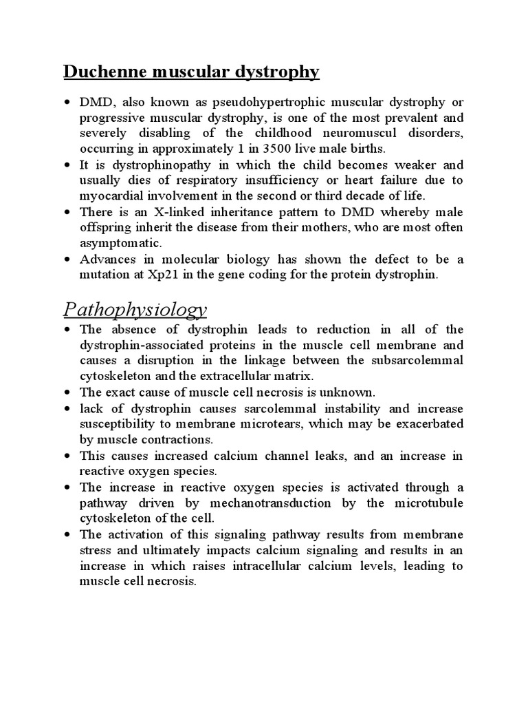 Pathophysiology: Duchenne Muscular Dystrophy | PDF | Muscular Dystrophy ...