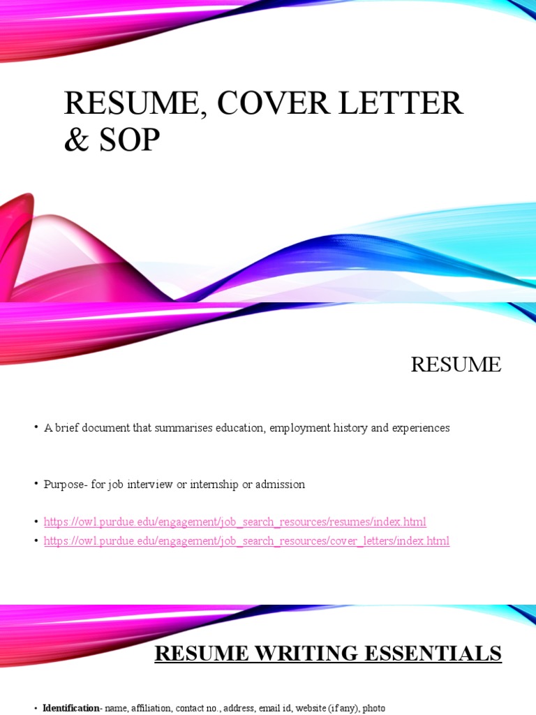 Resume, Cover Letter, and SOP Guide | PDF | Résumé | Learning