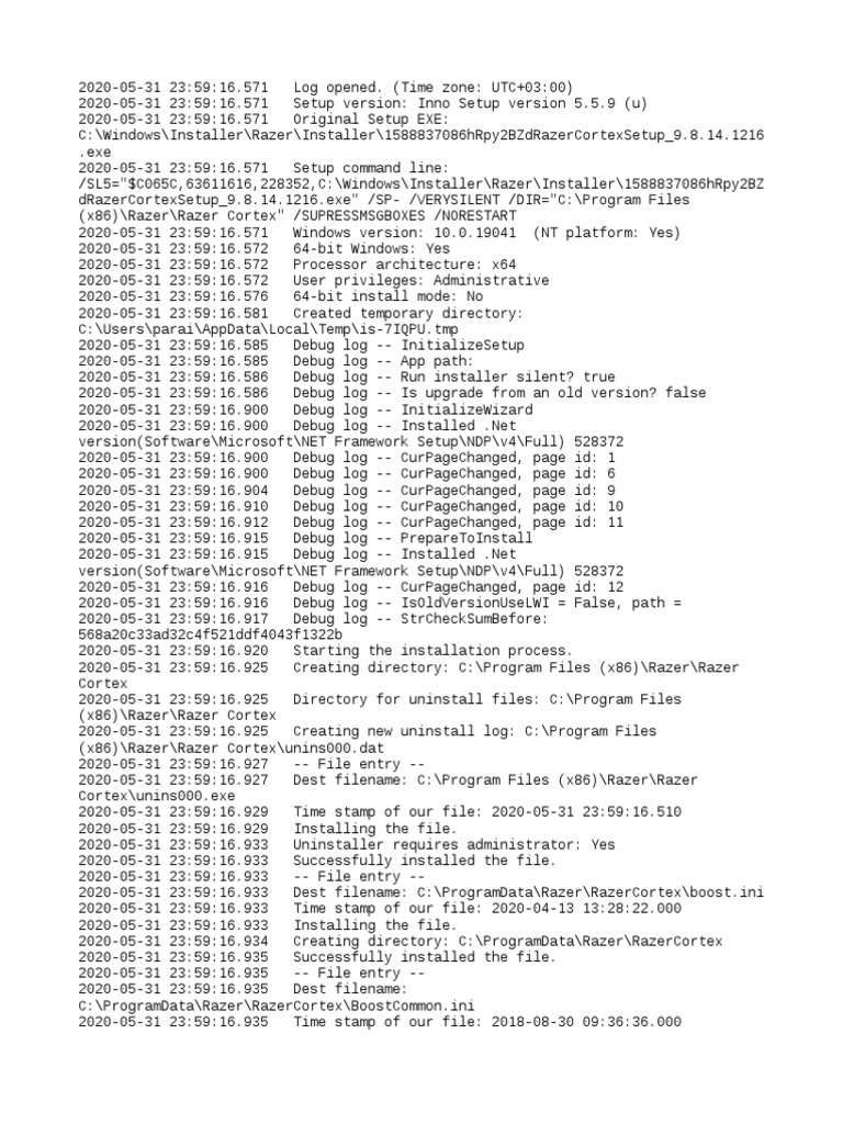 Setup Log 2020-05-31 #001 | PDF | Installation (Computer Programs ...
