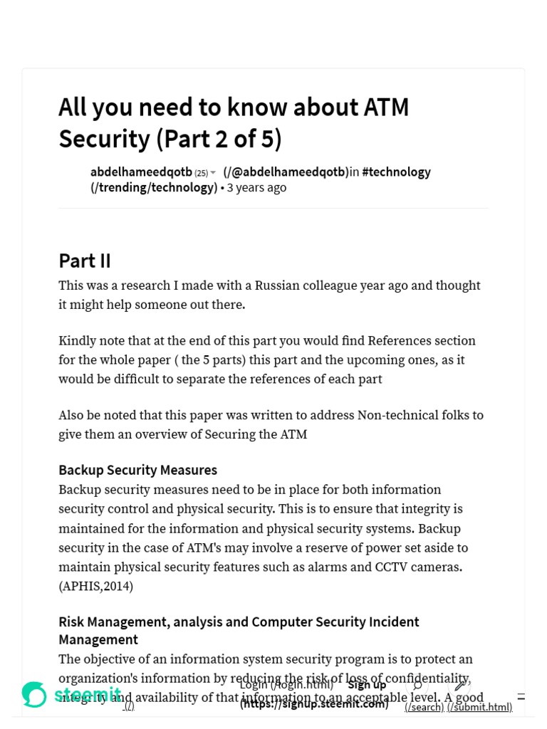 All You Need To Know About ATM Security (Part 2 of 5) - Steemit | PDF ...