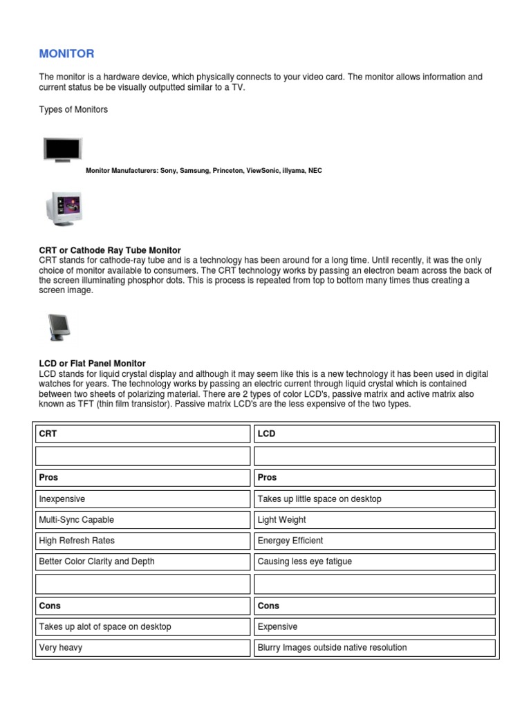 Monitor | PDF | Computer Monitor | Liquid Crystal Display