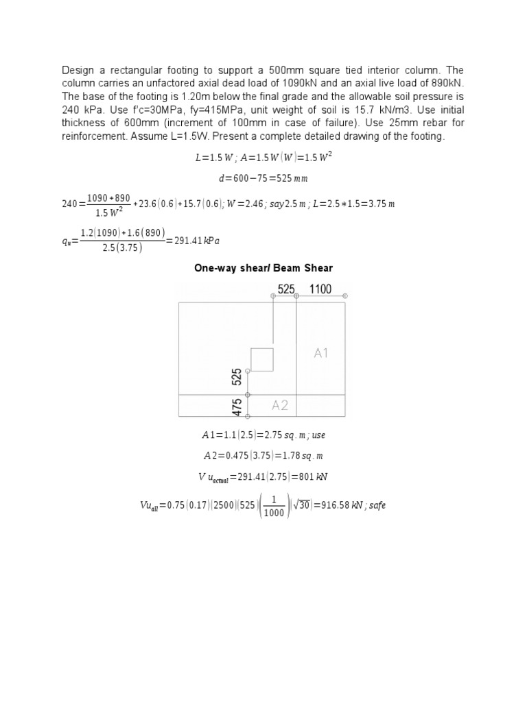 L 1.5 W A 1.5W (W) 1.5 W D 600 75 525 MM: One-Way Shear/ Beam Shear ...