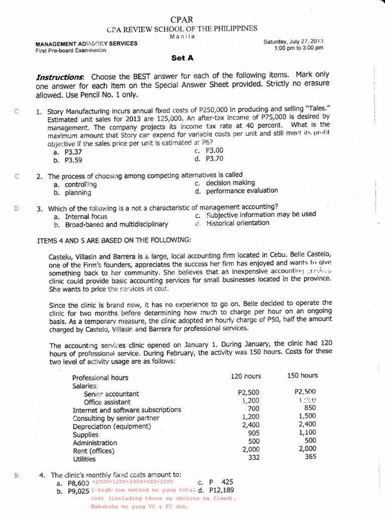 CPA Review School Philippines provides sample CPAR exam questions | PDF ...
