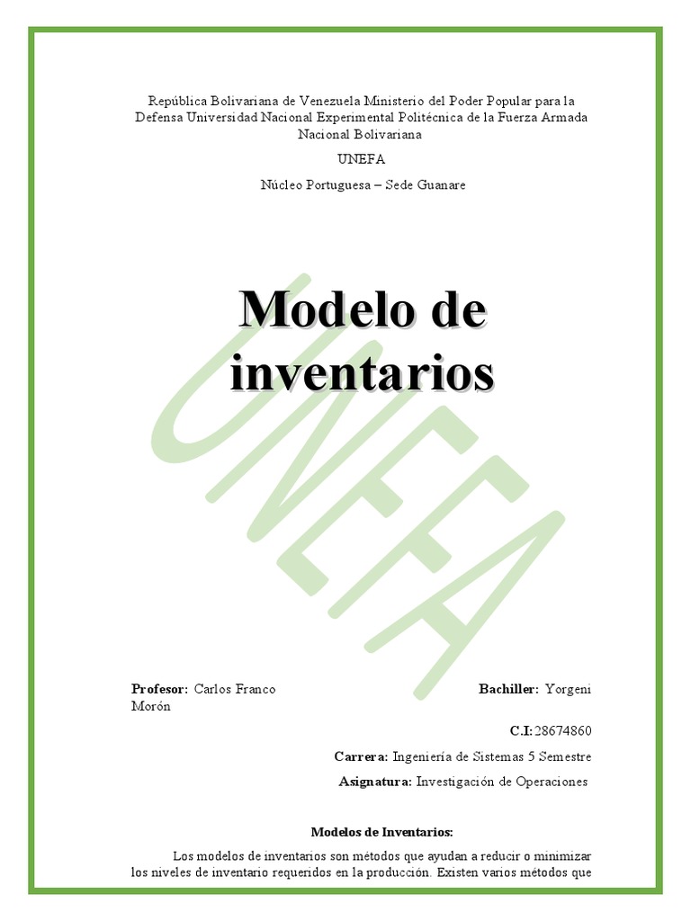 Modelos de Inventarios en Empresas | PDF | Inventario | Probabilidad