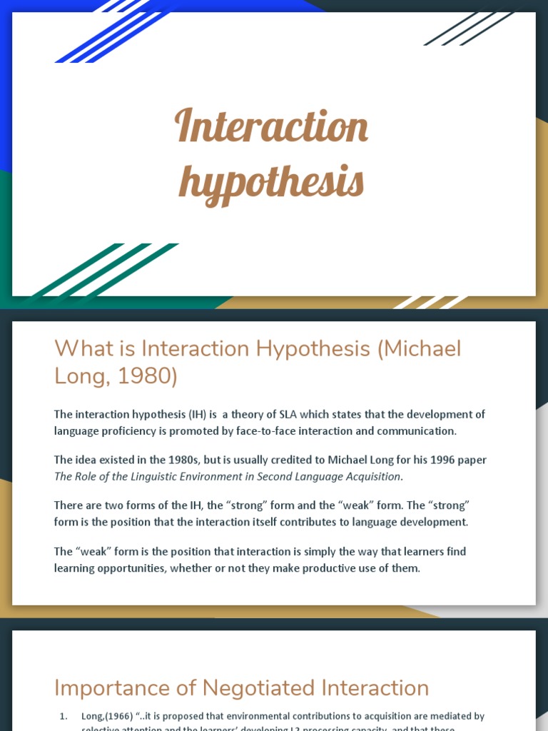 Interaction Hypothesis | PDF | Second Language | Second Language ...