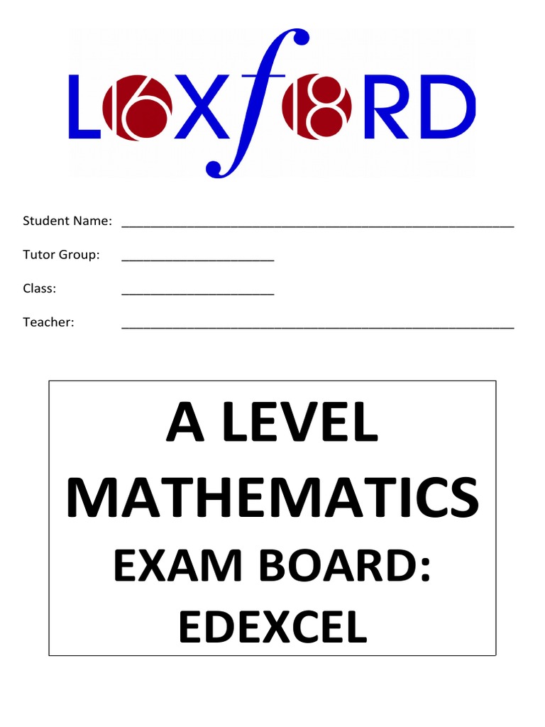 A Level Mathematics: Exam Board: Edexcel | PDF | Trigonometric ...