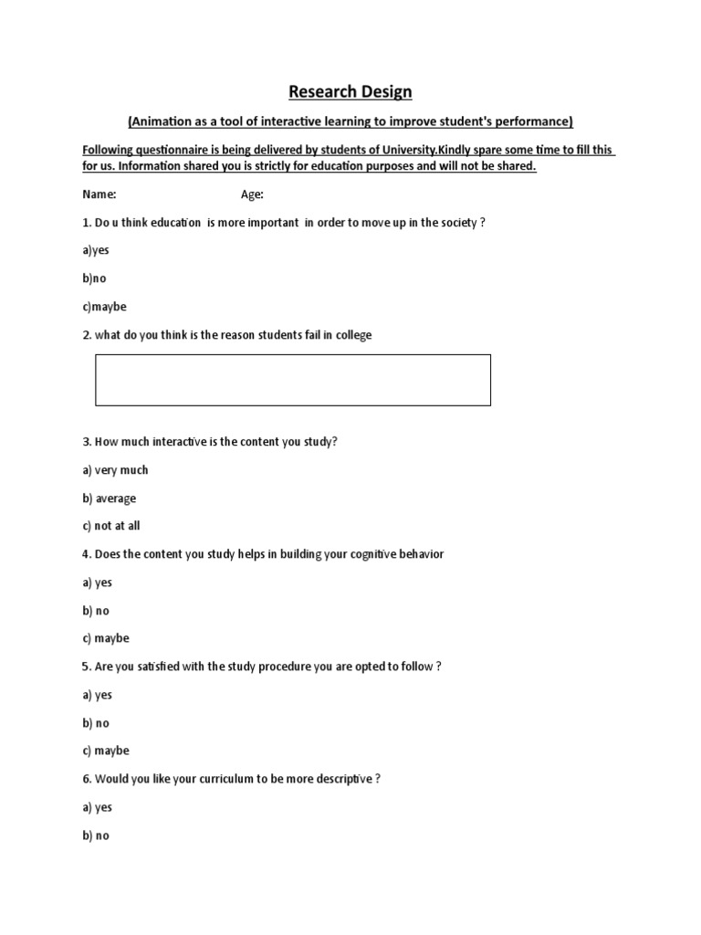 Questionare Regarding Animationa and Education | PDF | Mind | Learning