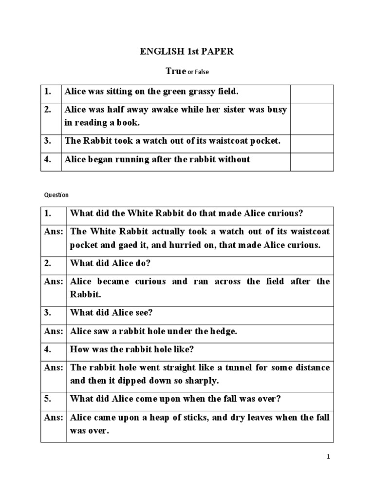 English 1st Paper | PDF