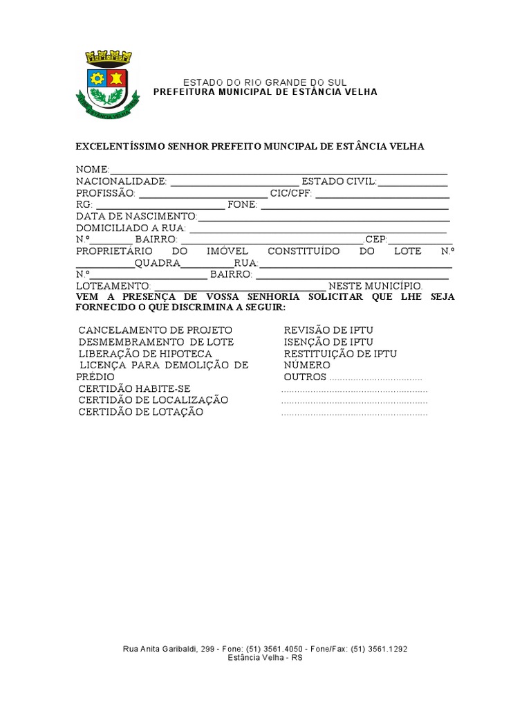 101 Formulario de Requerimento Padrao | PDF