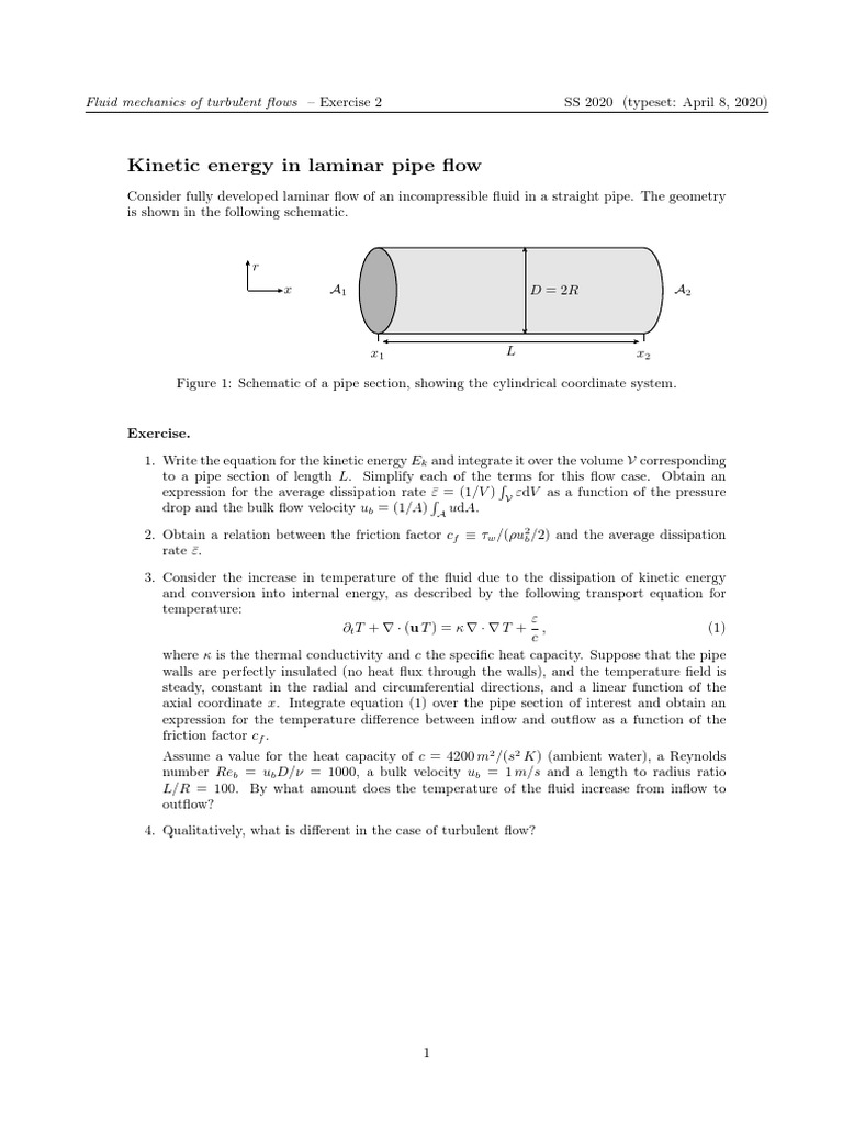 Kinetic Energy in Laminar Pipe Flow | PDF | Fluid Dynamics | Turbulence