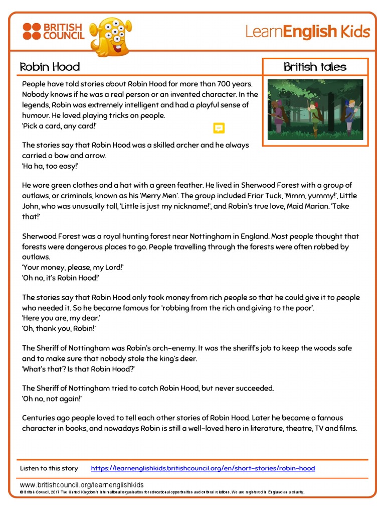 Short Stories British Tales Robin Hood Transcript PDF | PDF | Mystery ...