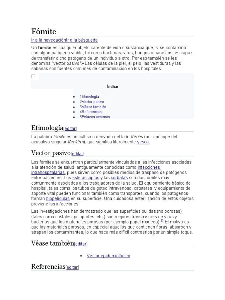Fómite | PDF | Patologia clinica | Epidemiología