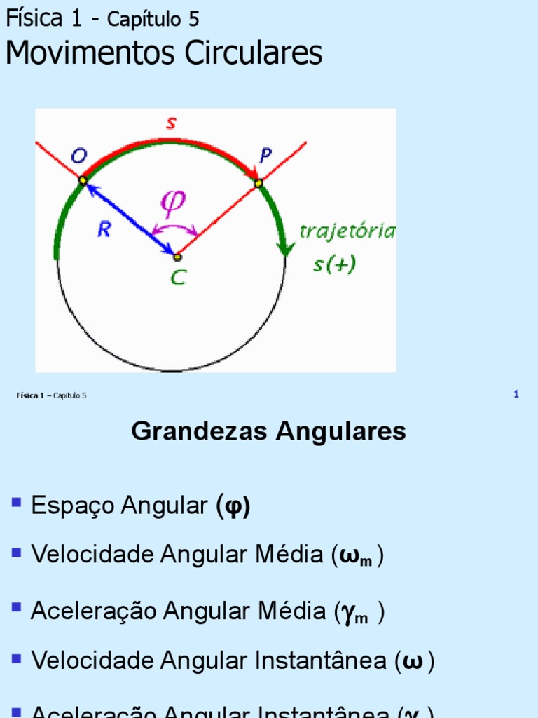 Física 1 - Cap. 5 - Movimentos Circulares | PDF | Velocidade | Frequência