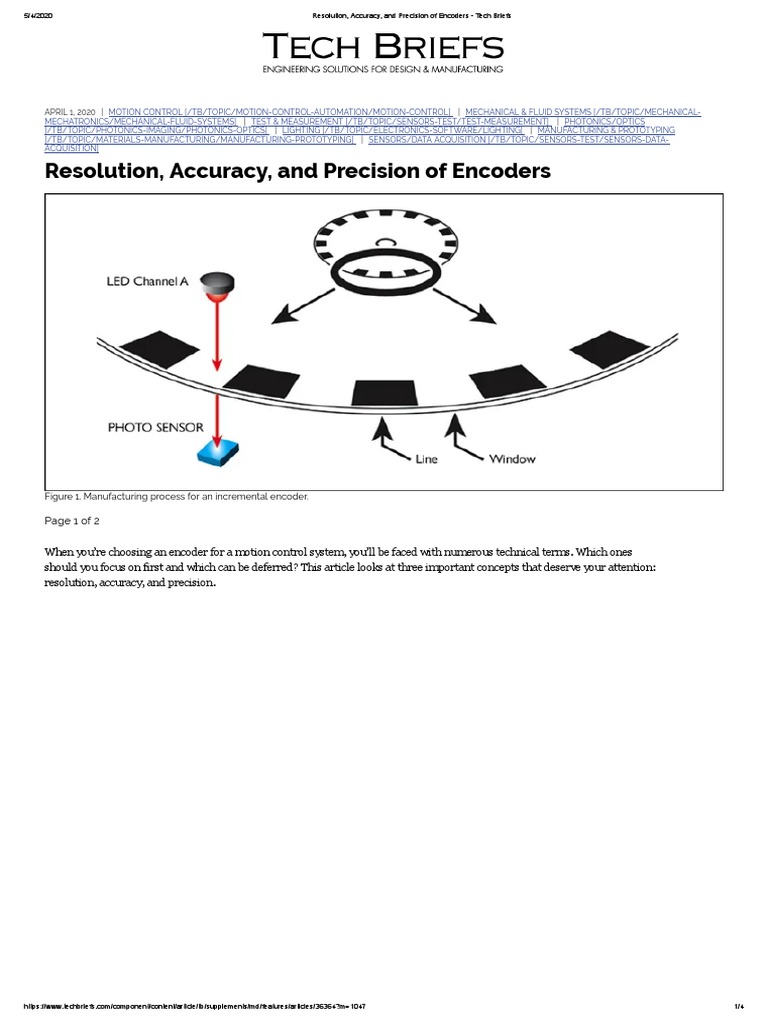 Resolution, Accuracy, and Precision of Encoders - Tech Briefs | PDF ...
