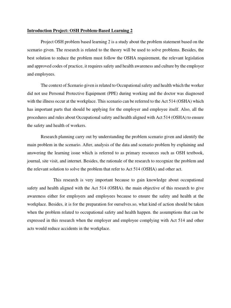 Introduction Project: OSH Problem-Based Learning 2 | PDF