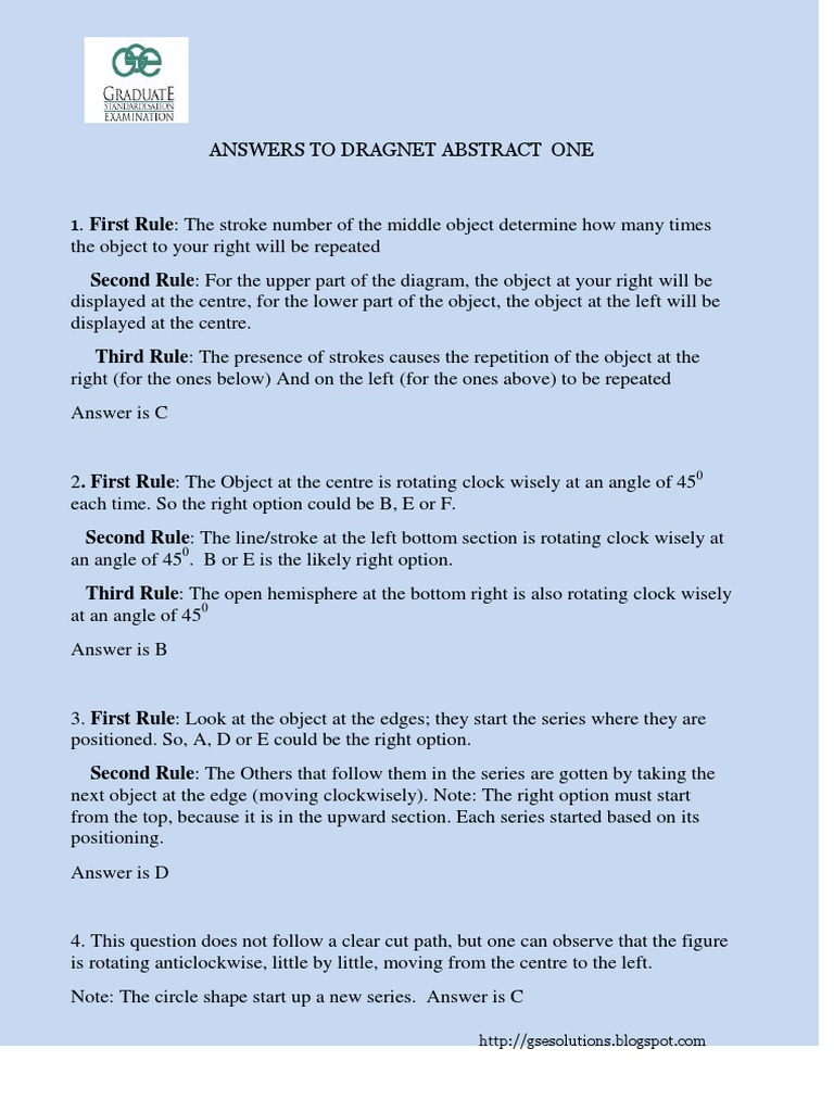 Dragnet Abstract Reasoning Solutions | PDF | Angle | Shape