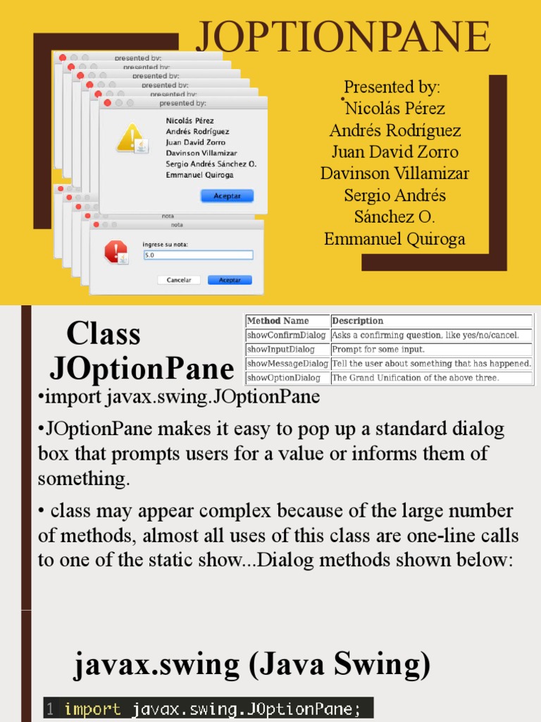 Understanding JOptionPane in Java Swing | PDF | Art | Computers