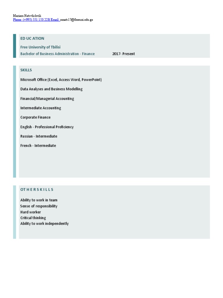 CV-Mariam Natsvlishvili | PDF