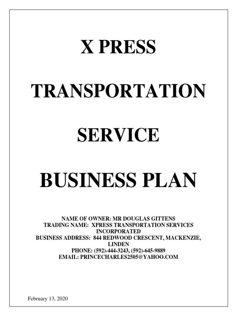 X Press Transportation Business Plan PDF | PDF | Pricing | Fuel Economy ...