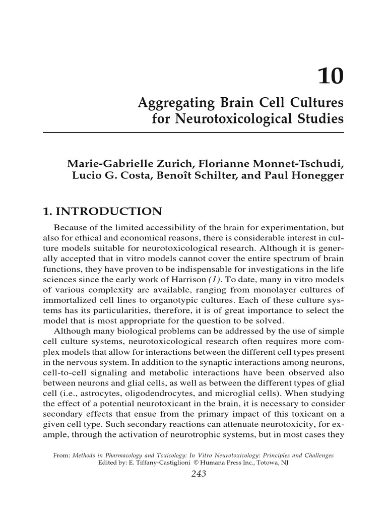 Aggregating Brain Cell Cultures For Neurotoxicological Studies | PDF ...