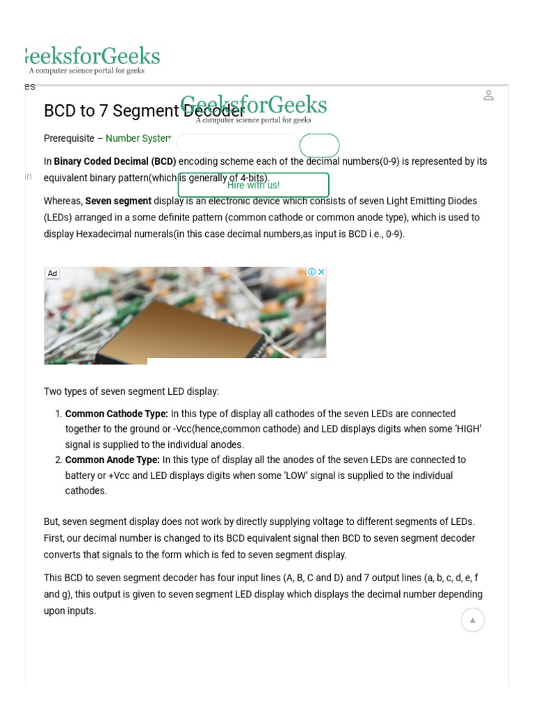 BCD To 7 Segment q3 2018 Final | PDF | Binary Coded Decimal | Cathode