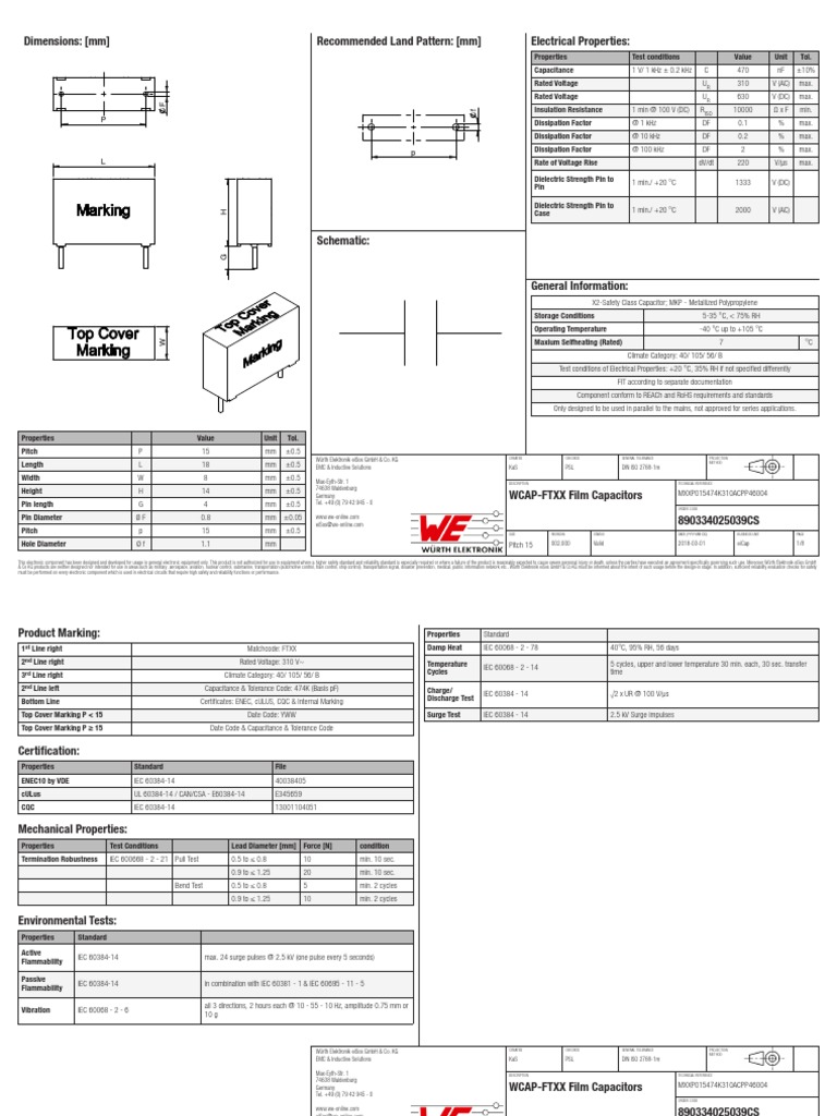 Dimensions: (MM) Recommended Land Pattern: (MM) Electrical Properties ...