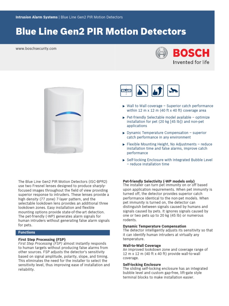 Intrusion Alarm Systems - Blue Line Gen2 PIR Motion Detectors | PDF ...