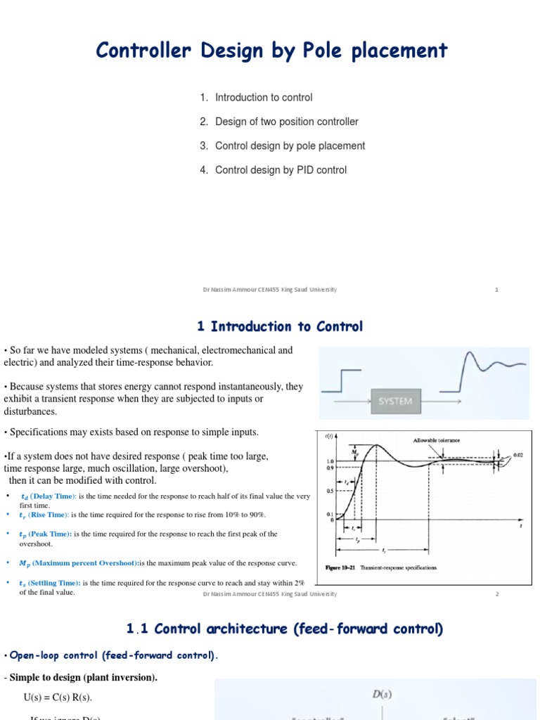 Control Design By Pole Placement 0 Pdf Control Theory Feedback