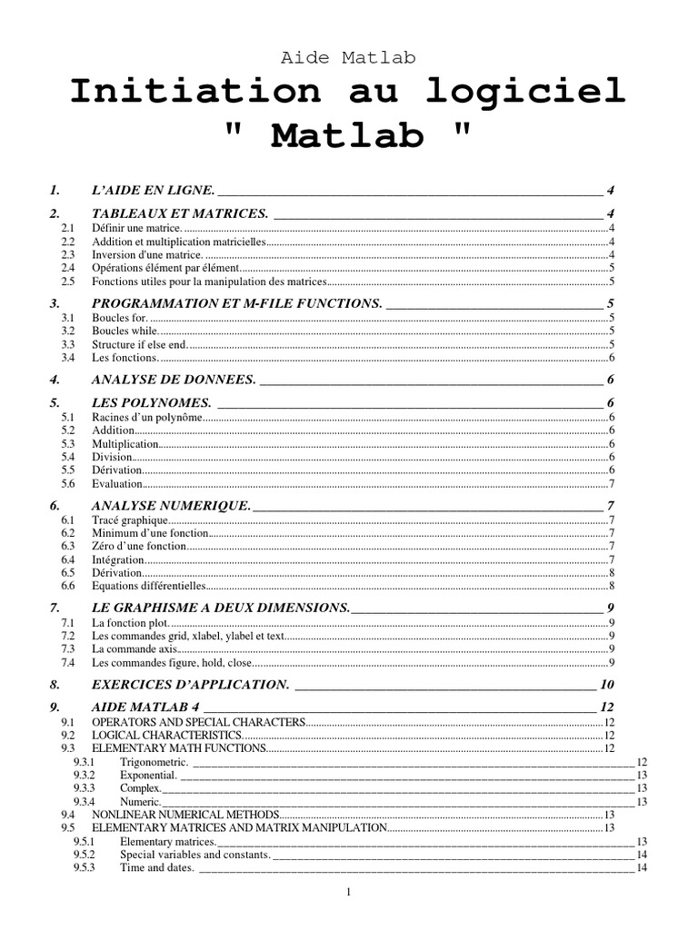Initiation Au Logiciel " Matlab " | PDF | Eigenvalues And Eigenvectors | Matrix (Mathematics)