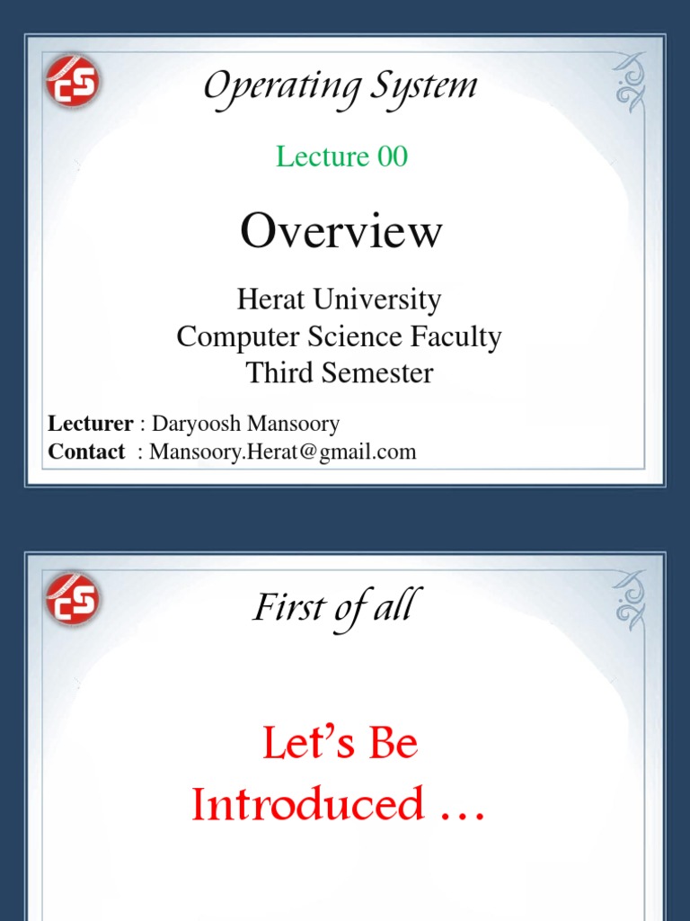 Operating System: Herat University Computer Science Faculty Third ...