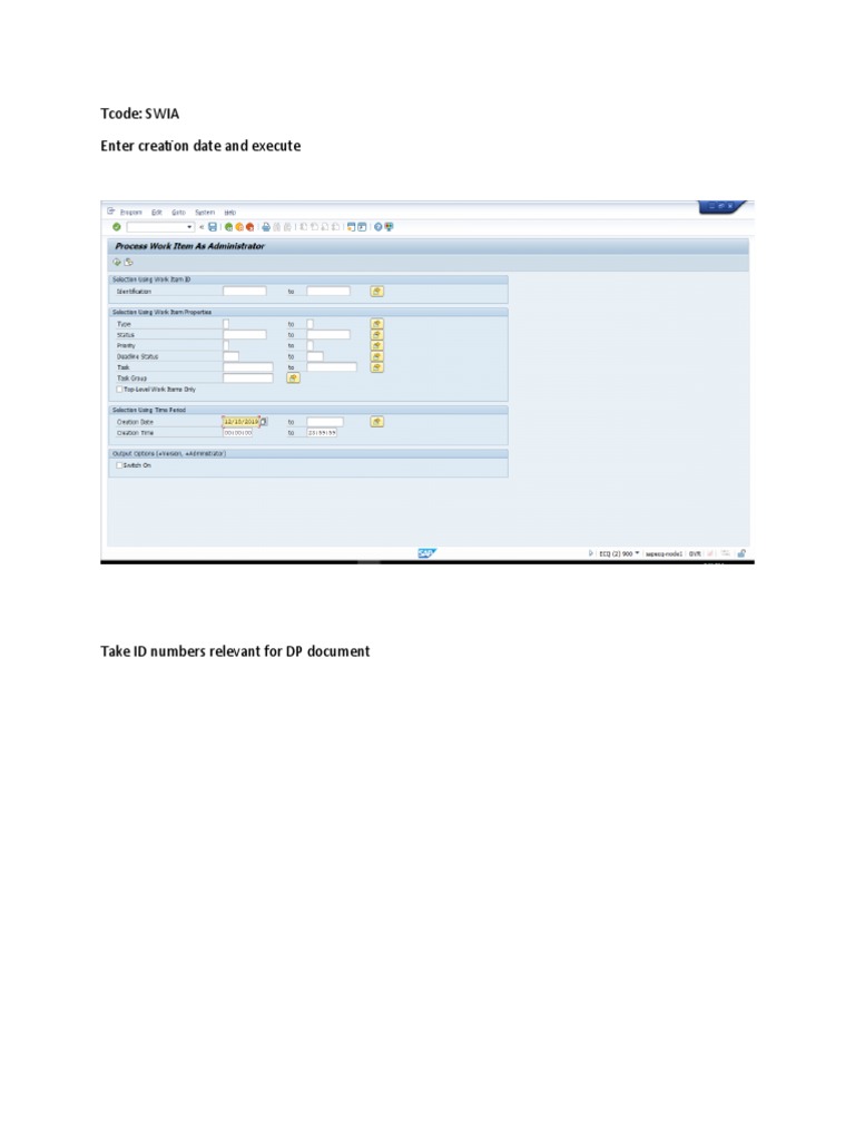 Tcode: SWIA Enter Creation Date and Execute | PDF