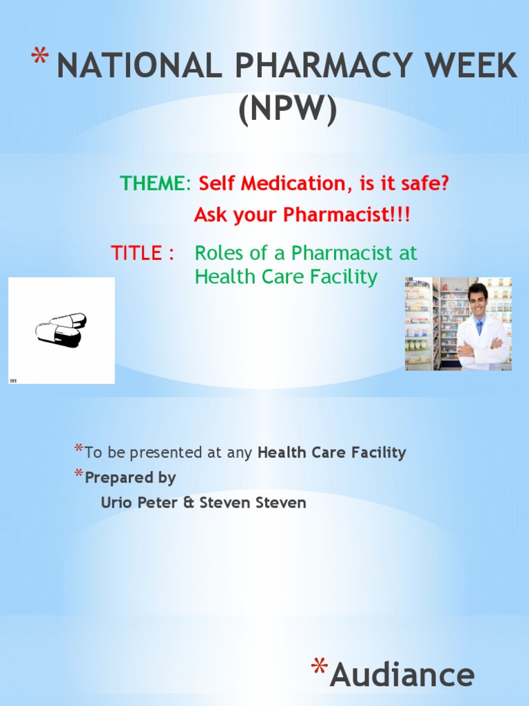 Role of Pharmacist in Health Care Facility | PDF | Pharmacy | Health ...