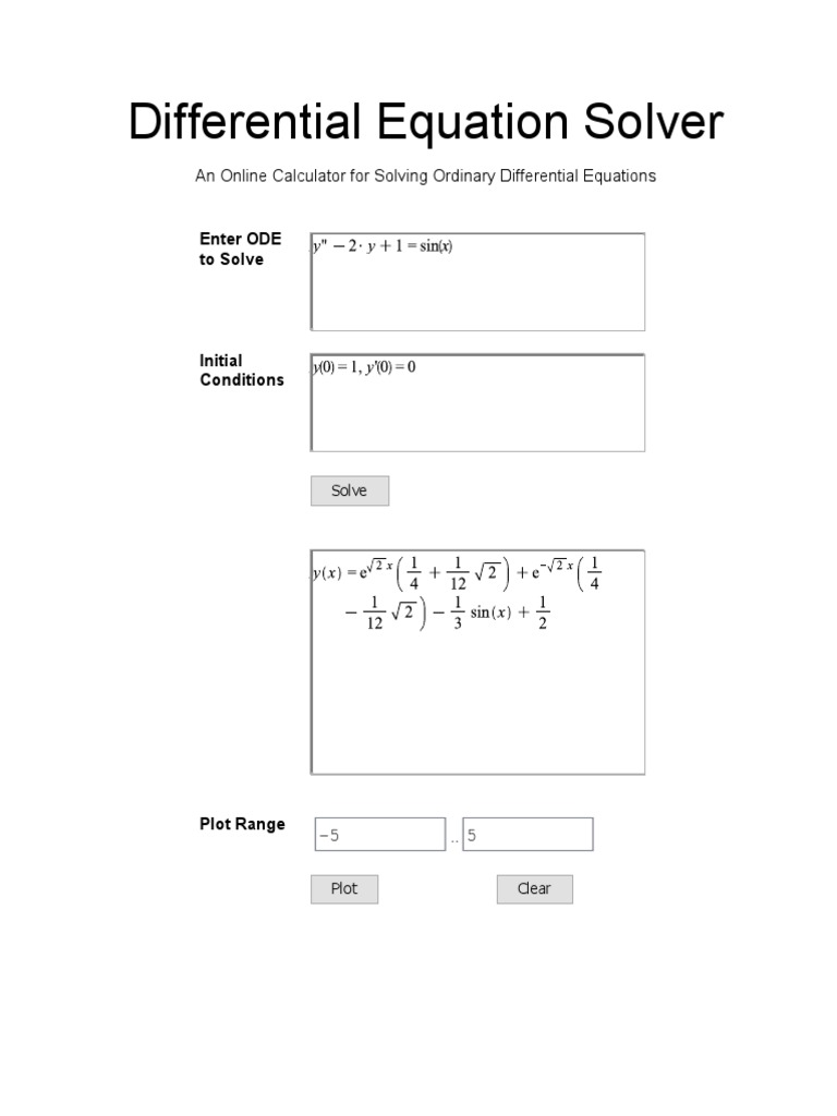 Differential Equation Solver: An Online Calculator For Solving Ordinary ...