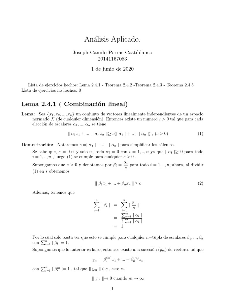 Lema y Teoremas en Geometría Matemática | PDF | Base (álgebra lineal ...