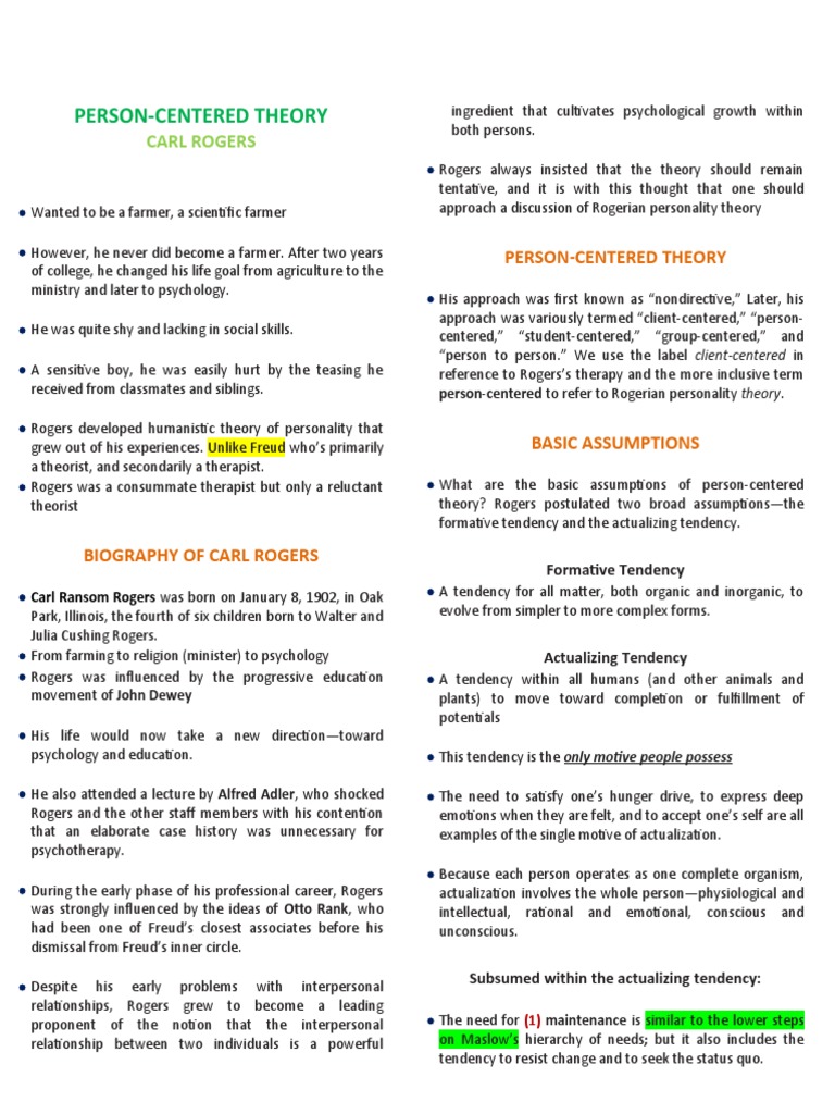 Person-Centered Theory: Carl Rogers | PDF | Self Actualization ...