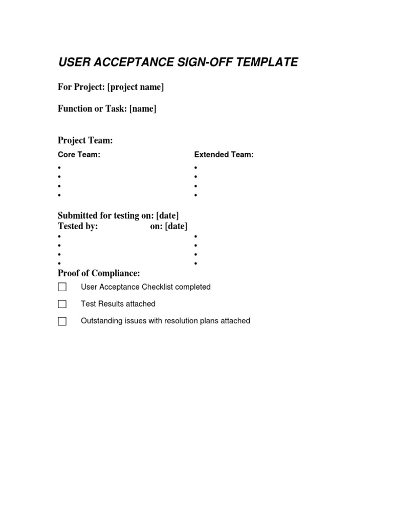 User Acceptance Sign-Off Template | PDF