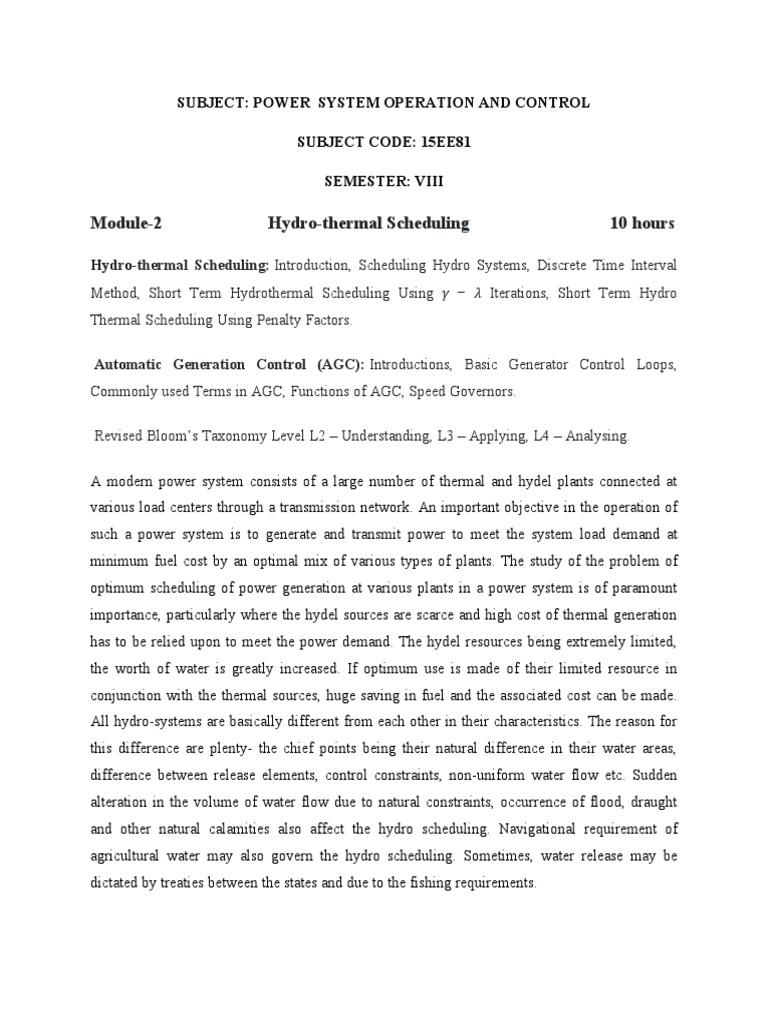 PSOC Module 2 | PDF | Hydroelectricity | Mathematical Optimization
