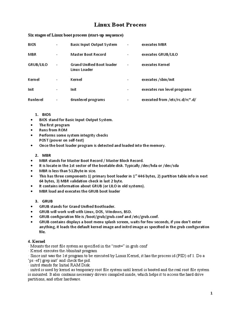 Six Stages of Linux Boot Process (Start-Up Sequence) | PDF | Booting | Bios