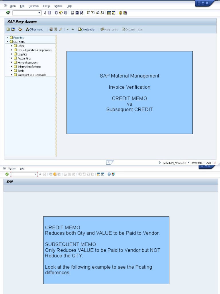 SAP Credit Memo vs Subsequent Credit | PDF | Invoice | Debits And Credits