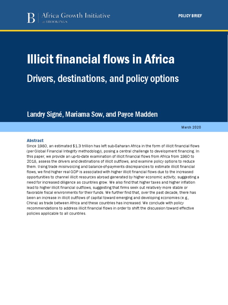 Illicit Financial Flows in Africa: Drivers, Destinations, and Policy ...