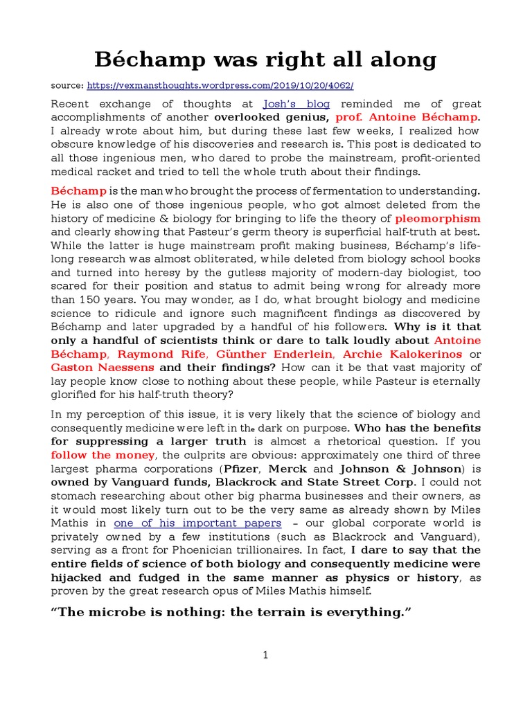 Bechamp Was Right All Along | PDF | Prism | Bacteria