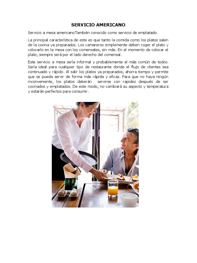 Tipos de Servicio de Mesa en Restaurantes | PDF | Cocinando ...