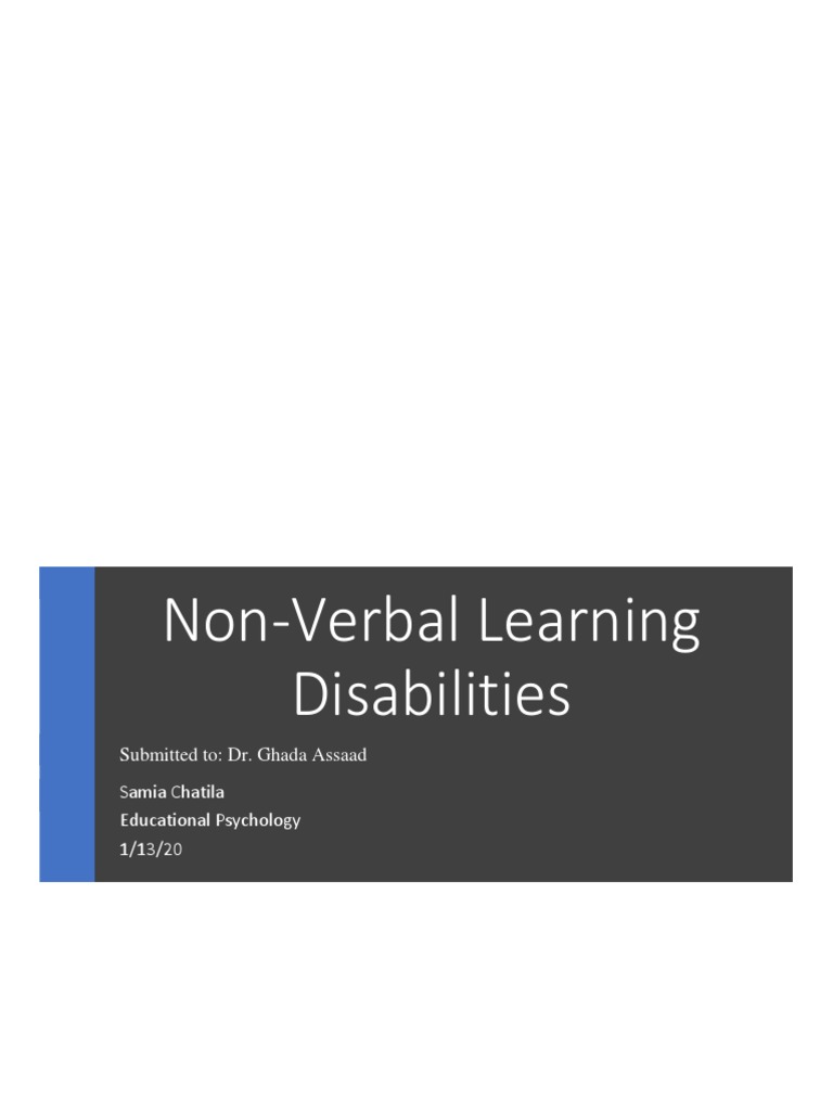 Nonverbal Learning Disorder | PDF | Learning Disability | Nonverbal ...