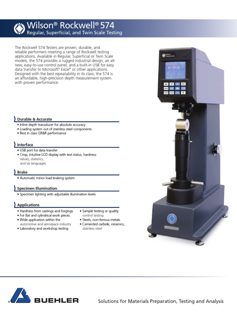 Wilson Rockwell 574: Regular, Superficial, and Twin Scale Testing | PDF ...