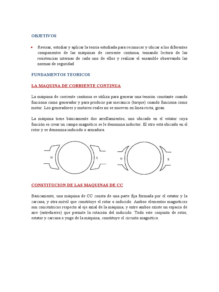 Informe 2 Maquinas Electricas 2 Estructura e Instalacion de Las Maquinas de Corriente Continua 1 ...